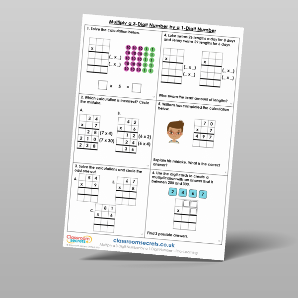Year 4 Multiply A 3 Digit Number By A 1 Digit Number Prior Learning ...