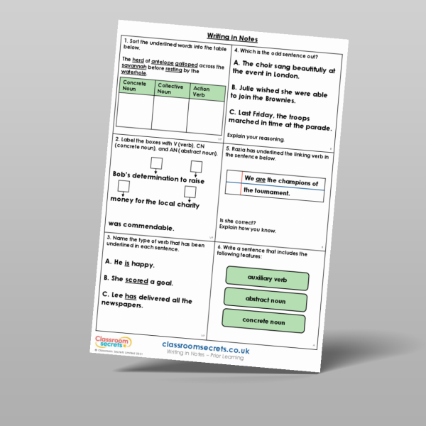 Year 6 Writing In Notes Prior Learning Resource | Classroom Secrets