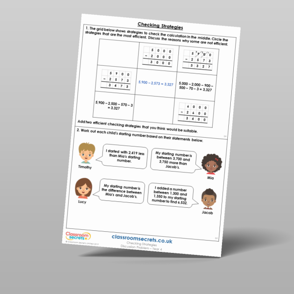 Year 4 Checking Strategies Discussion Problem Resource | Classroom Secrets