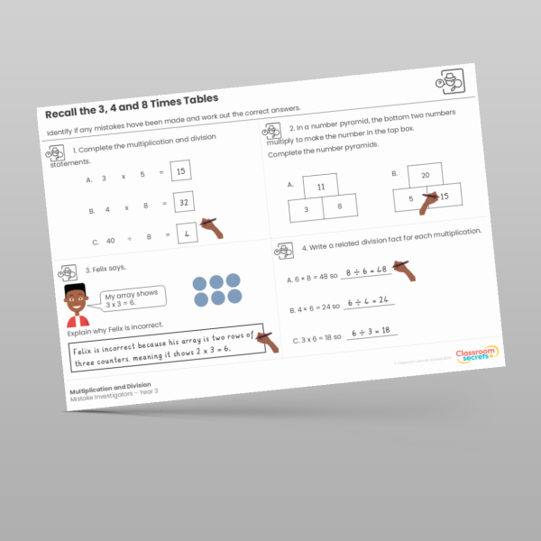 Year 3 Multiplication And Division Mistake Investigators Resource ...