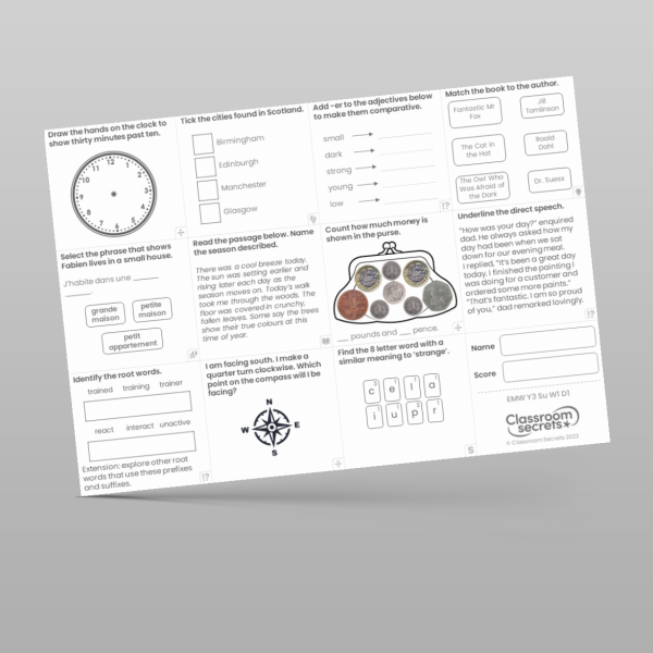 Year 3 Early Morning Work Summer Week 1 Resource | Classroom Secrets