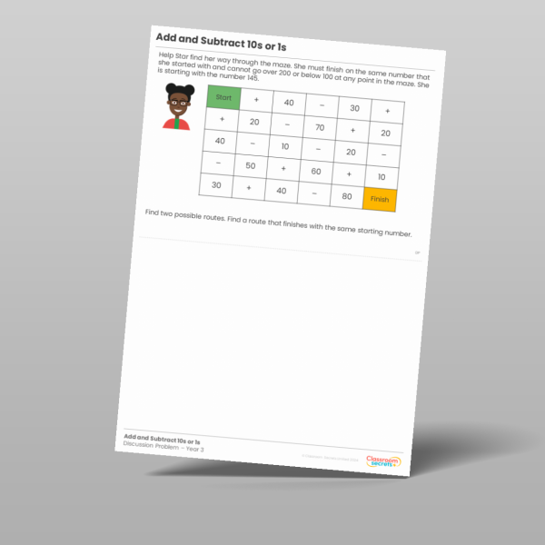 Year 3 Add And Subtract 10s Or 1s Discussion Problem Resource ...