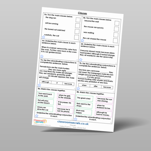 Year 4 Clauses Varied Fluency Resource | Classroom Secrets