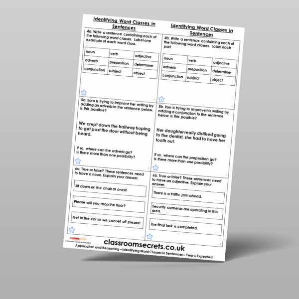 Year 6 Identifying Word Classes In Sentences Application And Reasoning ...