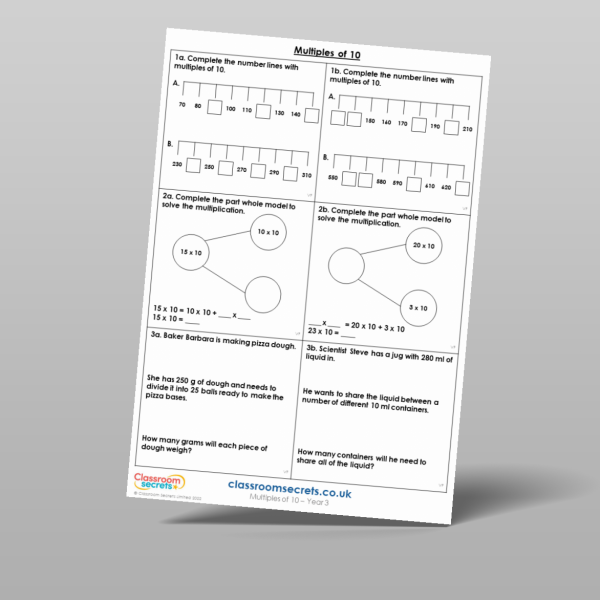 Year 3 Multiples Of 10 Varied Fluency Resource | Classroom Secrets