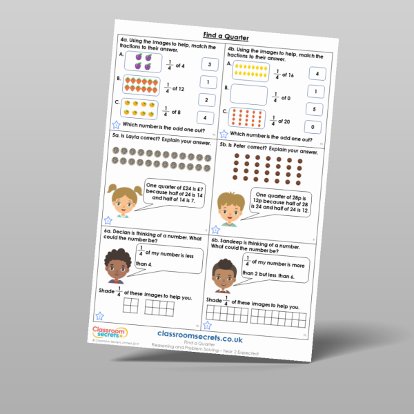 Year 2 Find A Quarter Reasoning And Problem Solving Resource ...