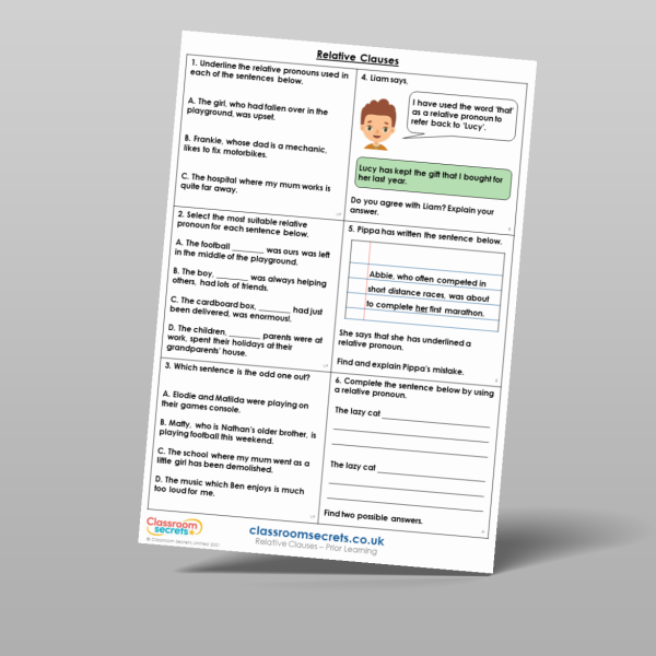 Year 5 Using Relative Clauses Prior Learning Resource | Classroom Secrets