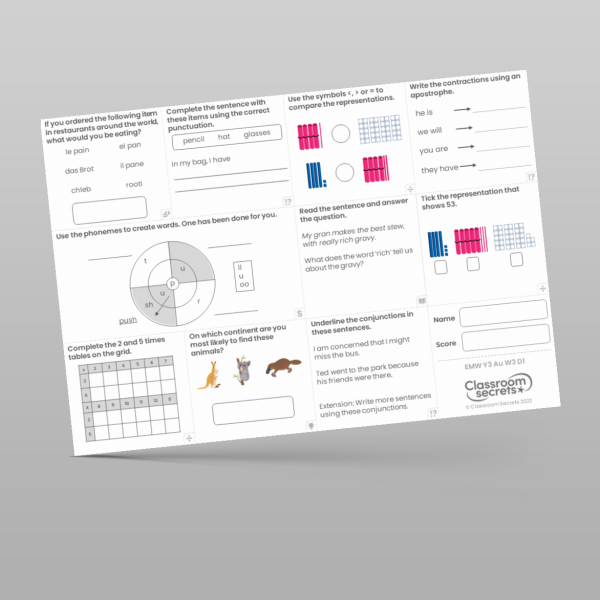 Year 3 Early Morning Work Autumn Week 3 Resource | Classroom Secrets