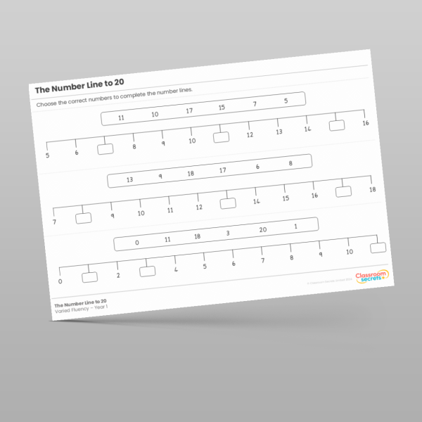 Year 1 The Number Line To 20 Varied Fluency 3 Resource | Classroom Secrets
