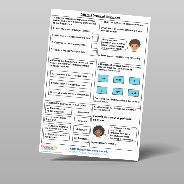 Year 3 Different Types Of Sentences Mixed Activity Resource | Classroom ...