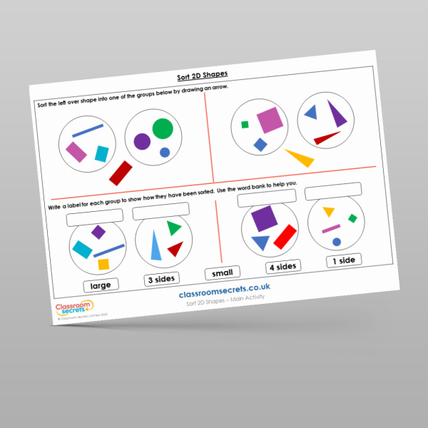 Year 1 Sort 2d Shapes Main Activity Resource | Classroom Secrets
