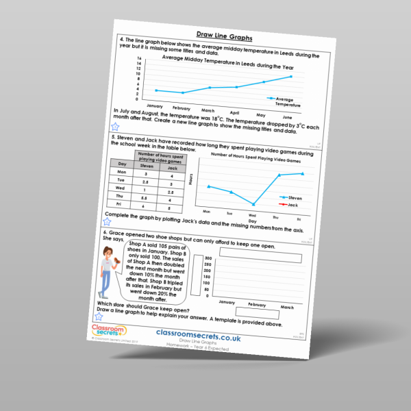 Year 6 Draw Line Graphs Homework Resource | Classroom Secrets