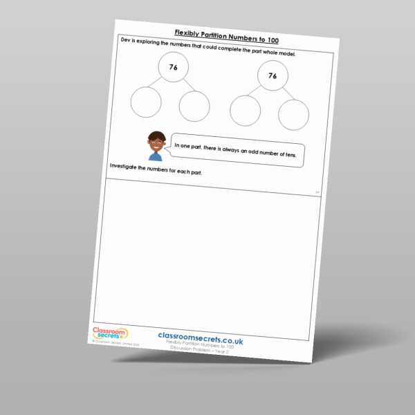 Year 2 Flexibly Partition Numbers To 100 Discussion Problem Resource ...