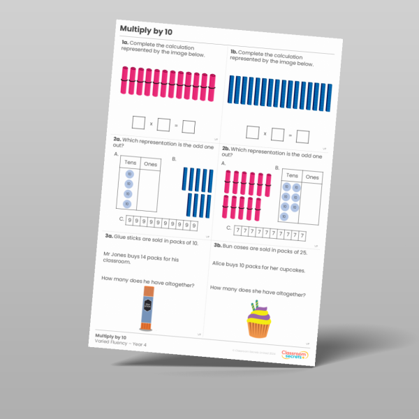Year 4 Multiply By 10 Varied Fluency 2 Resource | Classroom Secrets