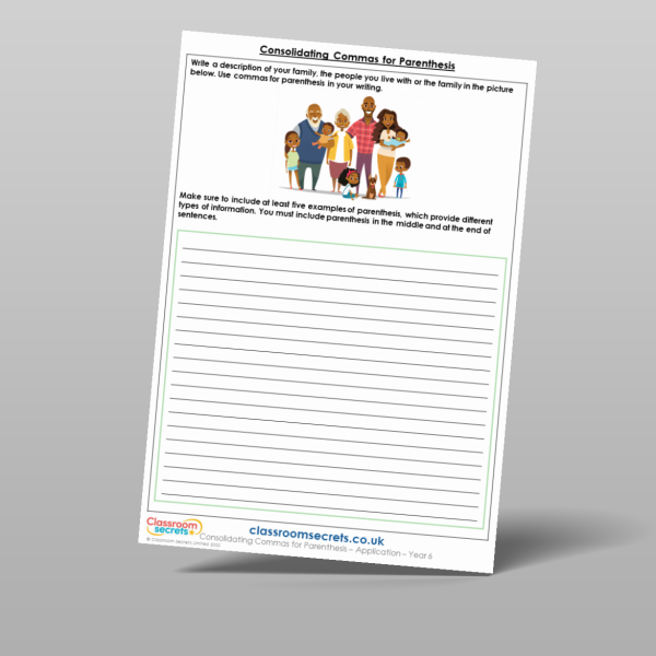 Year 6 Consolidating Commas For Parenthesis Application Resource ...