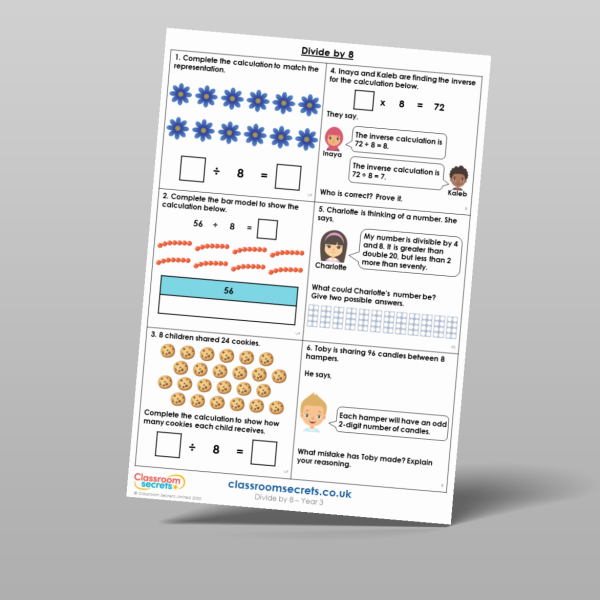 Year 3 Divide By 8 Mixed Activity Resource | Classroom Secrets