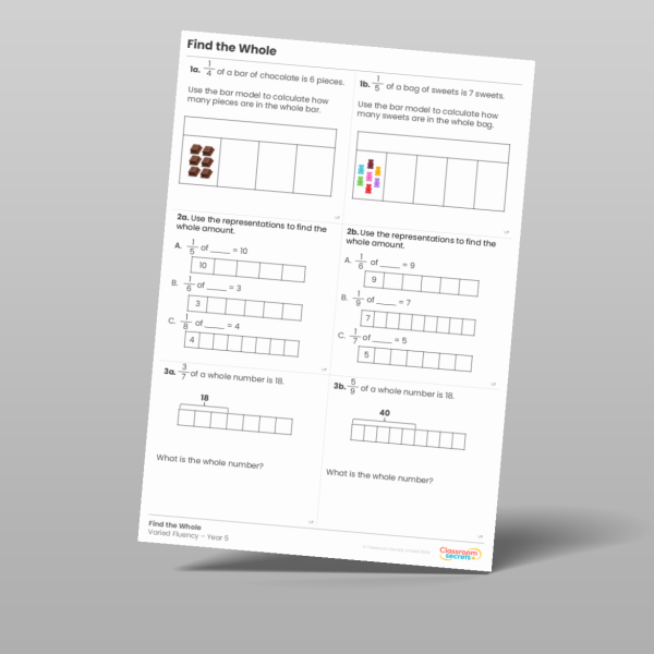 Year 5 Find The Whole Varied Fluency 2 Resource | Classroom Secrets