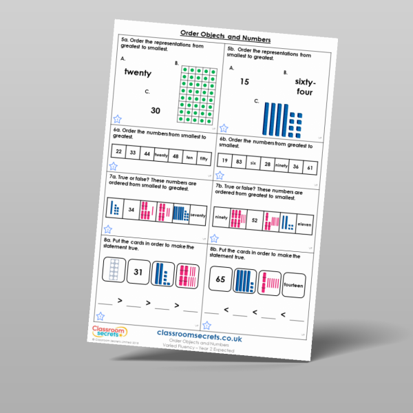 Year 2 Order Objects And Numbers Varied Fluency Resource | Classroom ...