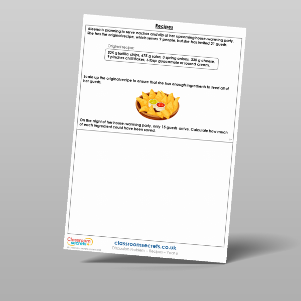Year 6 Recipes Discussion Problem Resource | Classroom Secrets