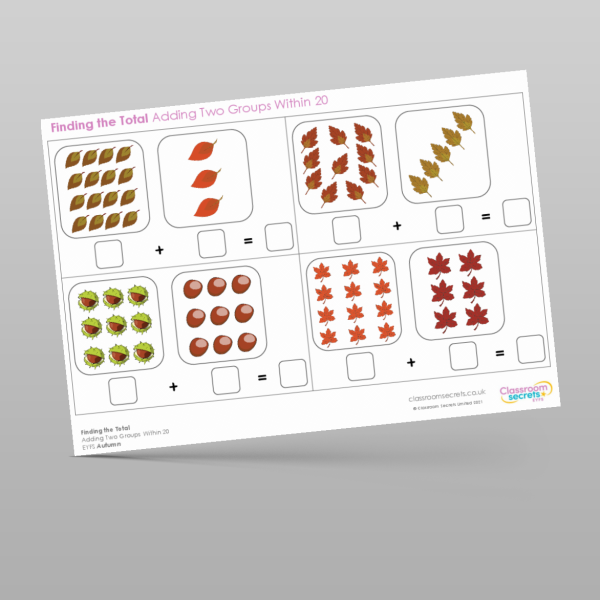 Eyfs Find The Total Of Two Groups Within 20 Learning Activity Resource ...