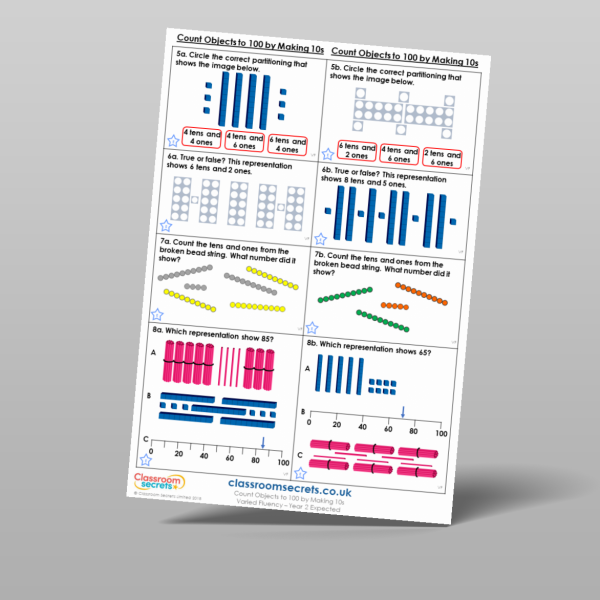 Year 2 Count Objects To 100 By Making 10s Varied Fluency Resource ...