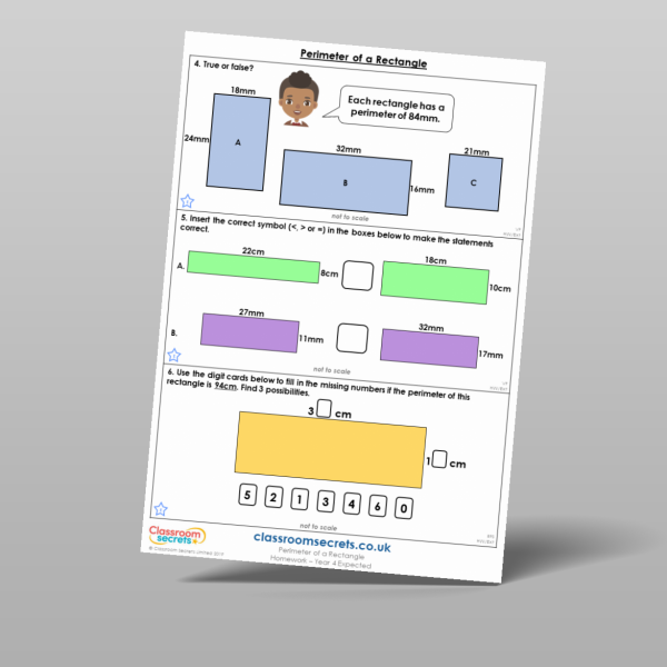 Year 4 Perimeter Of A Rectangle Homework Resource | Classroom Secrets