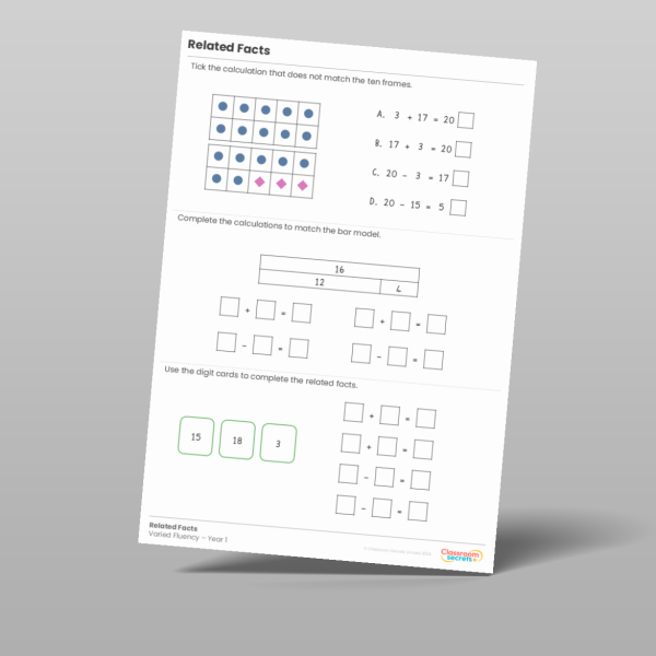 Year 1 Related Facts Varied Fluency 2 Resource | Classroom Secrets