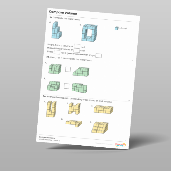Year 5 Compare Volume Varied Fluency 2 Resource | Classroom Secrets