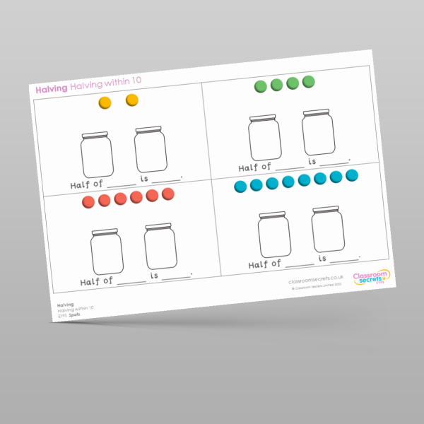 Eyfs Halving Within 10 Learning Activity Resource | Classroom Secrets