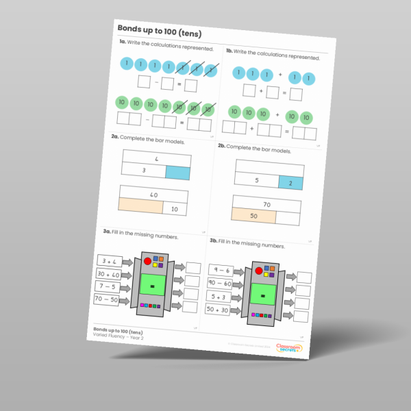Year 2 Bonds To 100 Tens Varied Fluency Resource | Classroom Secrets