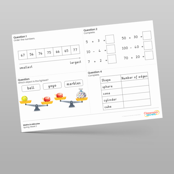 Spring 1 Week 2 Maths In Minutes Resource Classroom Secrets