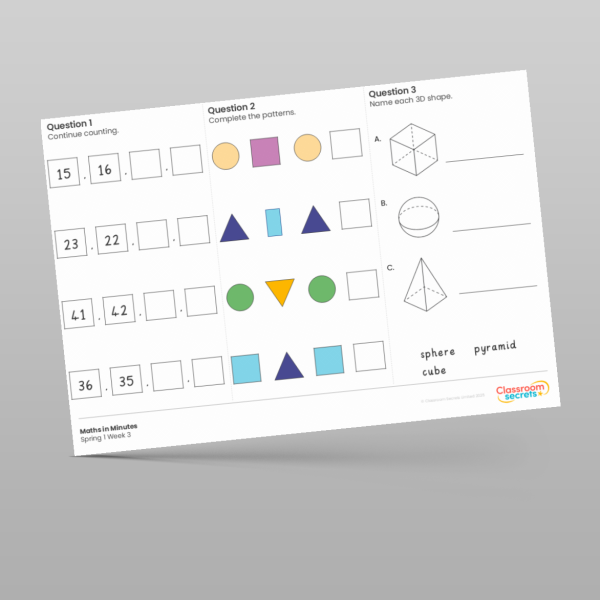 Year 1 Spring 1 Week 3 Maths In Minutes Resource | Classroom Secrets
