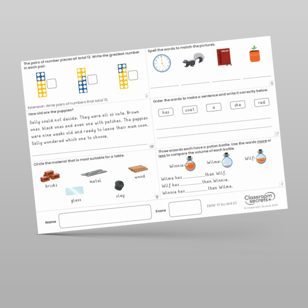 Year 1 Early Morning Work Summer Week 4 Resource | Classroom Secrets