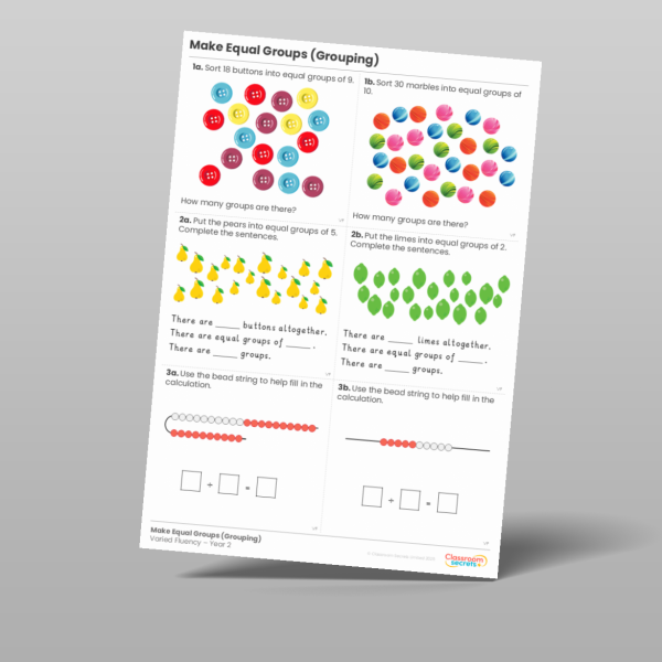 Year 2 Make Equal Groups Grouping Varied Fluency 2 Resource | Classroom ...