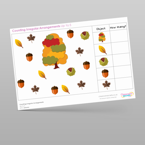 Eyfs Counting Irregular Arrangements To 5 Learning Activity Resource ...