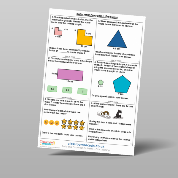 Year 6 Ratio And Proportion Problems Prior Learning Resource | Classroom Secrets