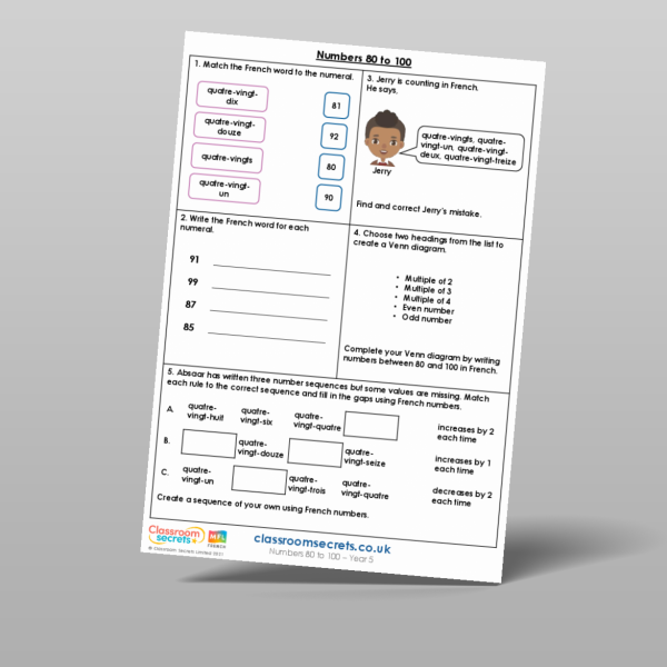 Year 5 Numbers 80 To 100 Main Activity Resource | Classroom Secrets