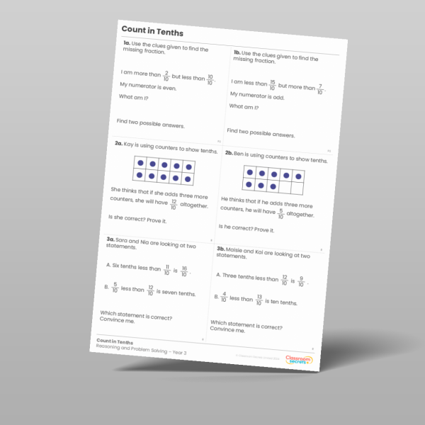 Count in Tenths Reasoning and Problem Solving Resource | Classroom Secrets