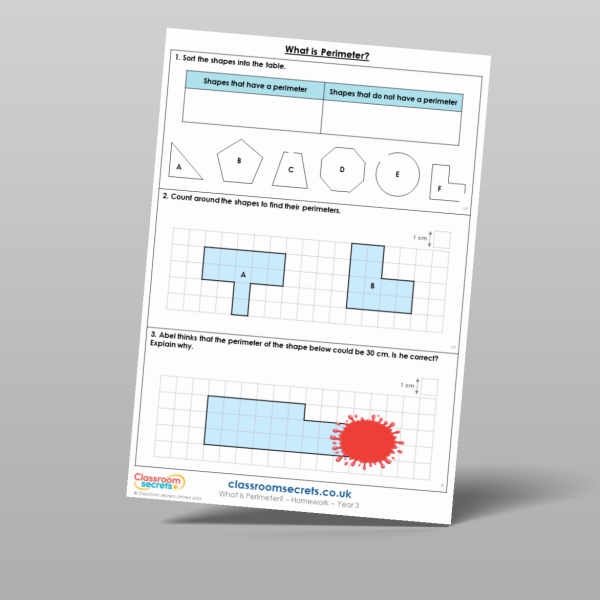 Year 3 What Is Perimeter Homework Resource | Classroom Secrets
