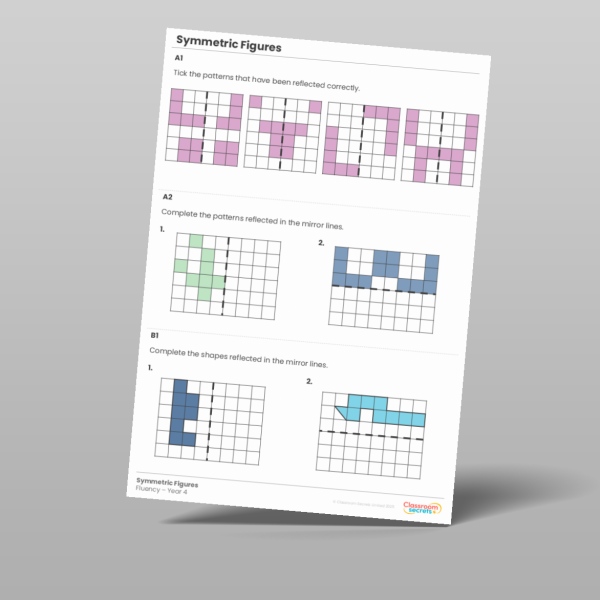 Year 4 Symmetric Figures Fluency Matrix Resource | Classroom Secrets