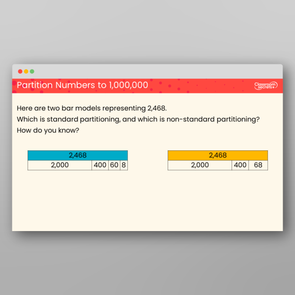 Year 5 Partition Numbers To 1 000 000 Teaching Ppt Resource | Classroom ...