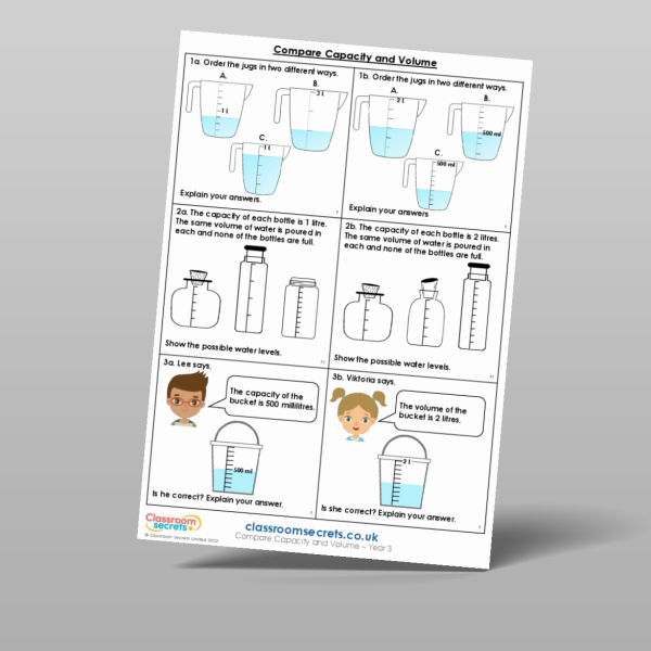 Year 3 Compare Capacity And Volume Reasoning And Problem Solving ...