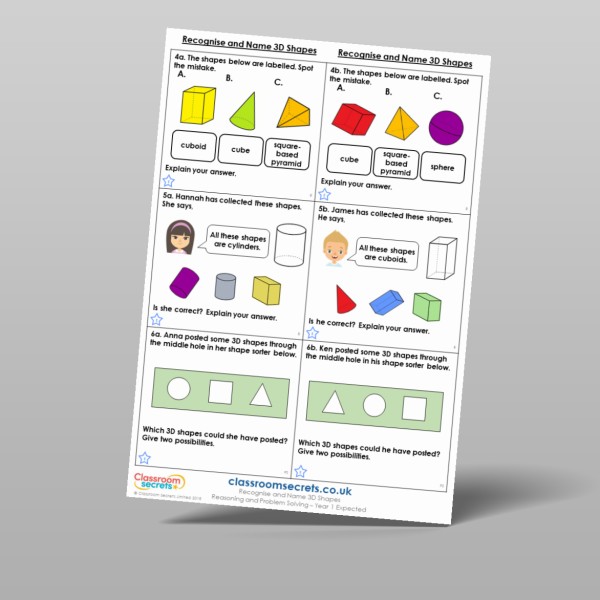 Year 1 Recognise And Name 3d Shapes Reasoning And Problem Solving Resource | Classroom Secrets