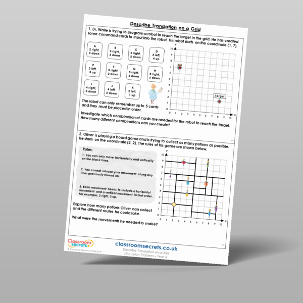 Year 4 Describe Movement On A Grid Discussion Problem Resource ...