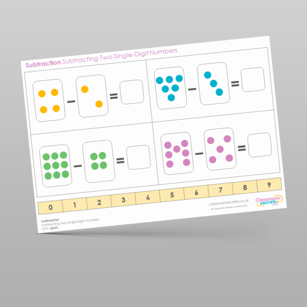 Eyfs Subtracting Using Two Single Digit Numbers Learning Activity ...