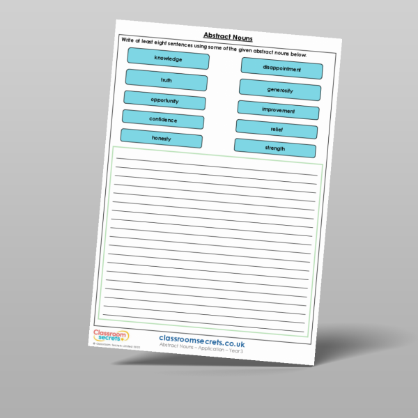 Year 3 Abstract Nouns Application Resource | Classroom Secrets