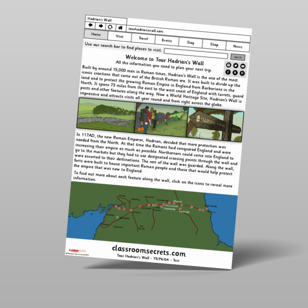 Year 5 Tour Hadrian S Wall Whole Class Guided Reading Pack Resource ...