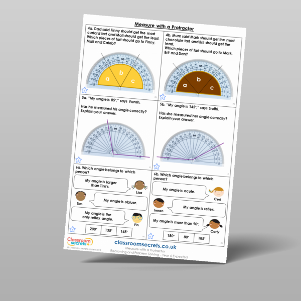 Year 6 Measure With A Protractor Reasoning And Problem Solving Resource ...