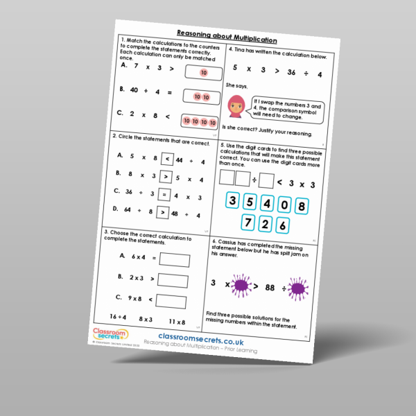 Year 3 Reasoning And Multiplication Prior Learning Resource | Classroom ...