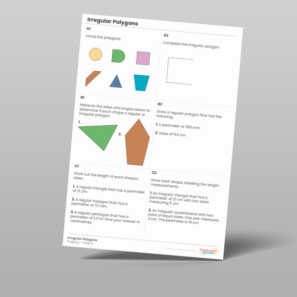 Year5 Irregular Polygons Fluency Matrix Resource | Classroom Secrets